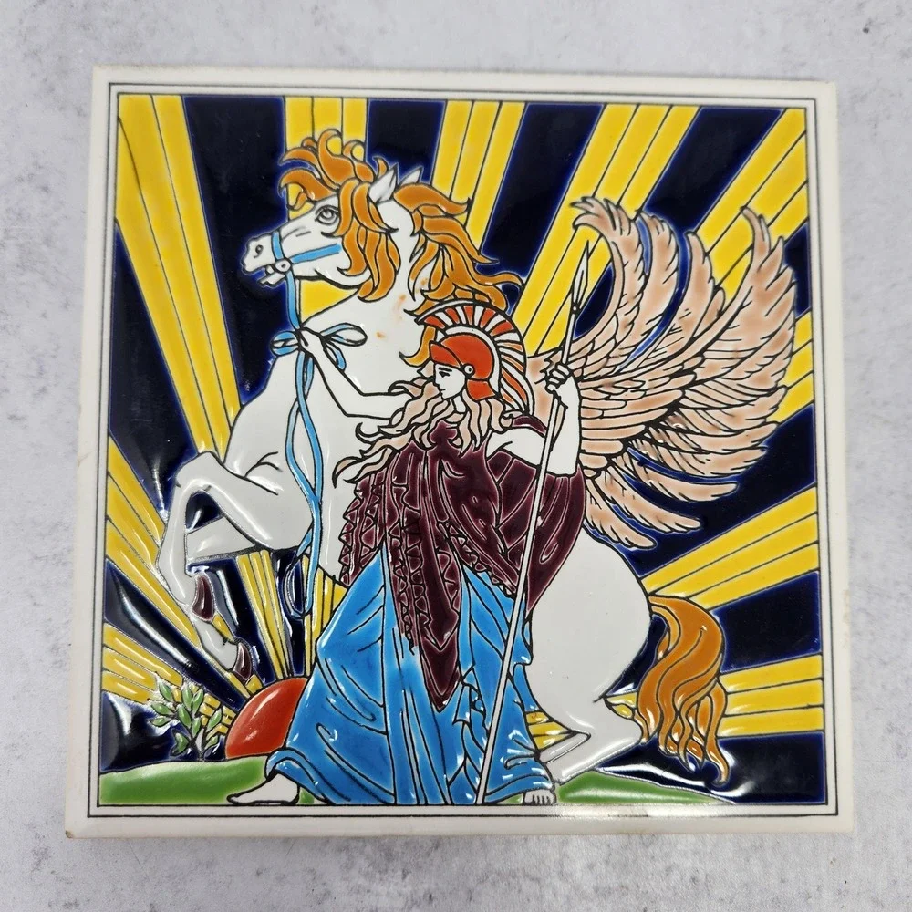 Art | Set 2 Vintage Colorful Porcelain Ceramic Tiles Art Greek Greece ...